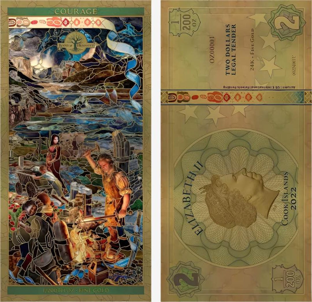 Cook Islands Gold Note 2022 - Seven Pillars of Humanity - Etsy