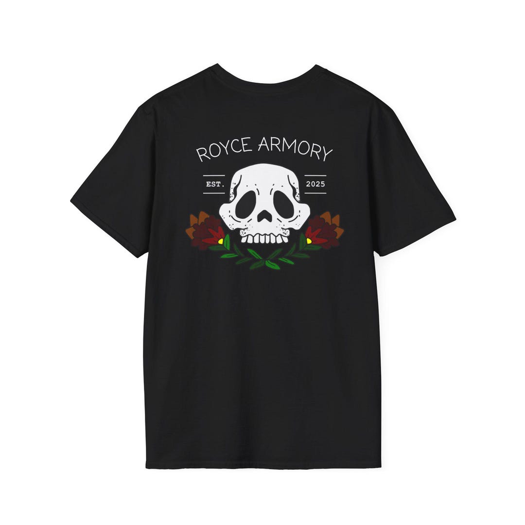 Royce Armory - Skull and Flowers Logo Basic Black T - Shirt - Etsy