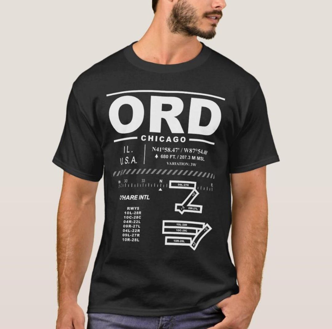 Chicago O'hare International Airport ORD T-shirt Illinois Airport Code ...