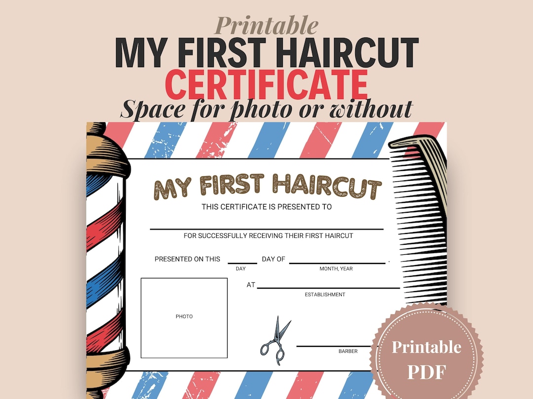 My First Haircut Certificate | Printable Barbershop Certificate | My ...