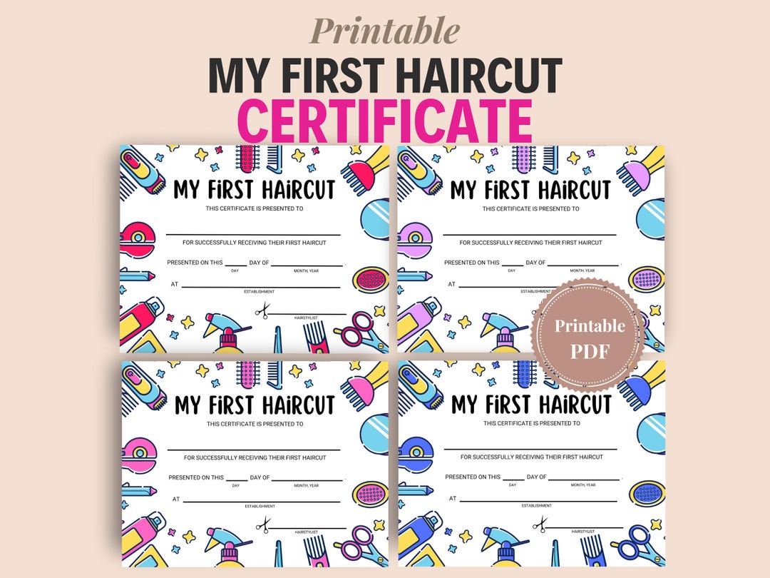 My First Haircut Certificate, Printable Salon Certificate, First ...