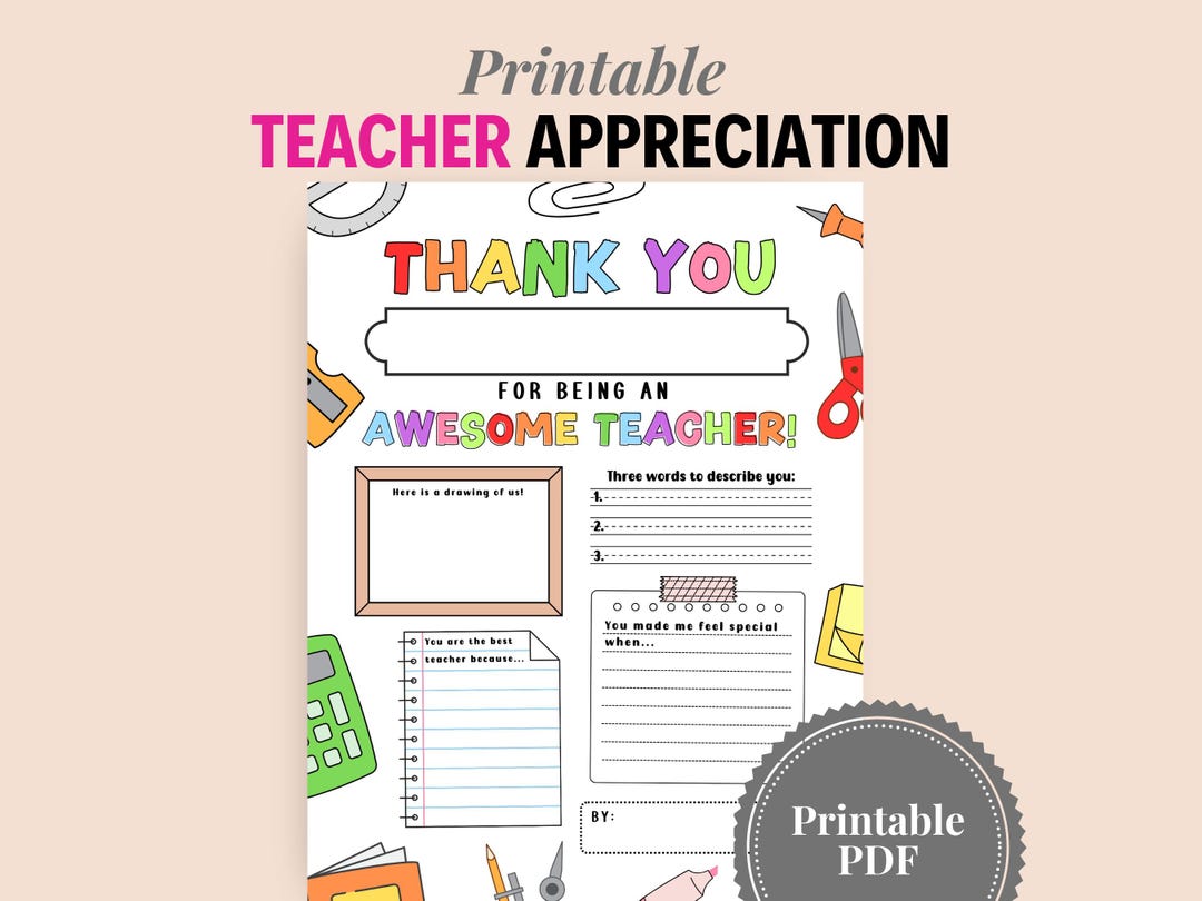 Printable Teacher Appreciation, Editable, Teacher Appreciation Week ...
