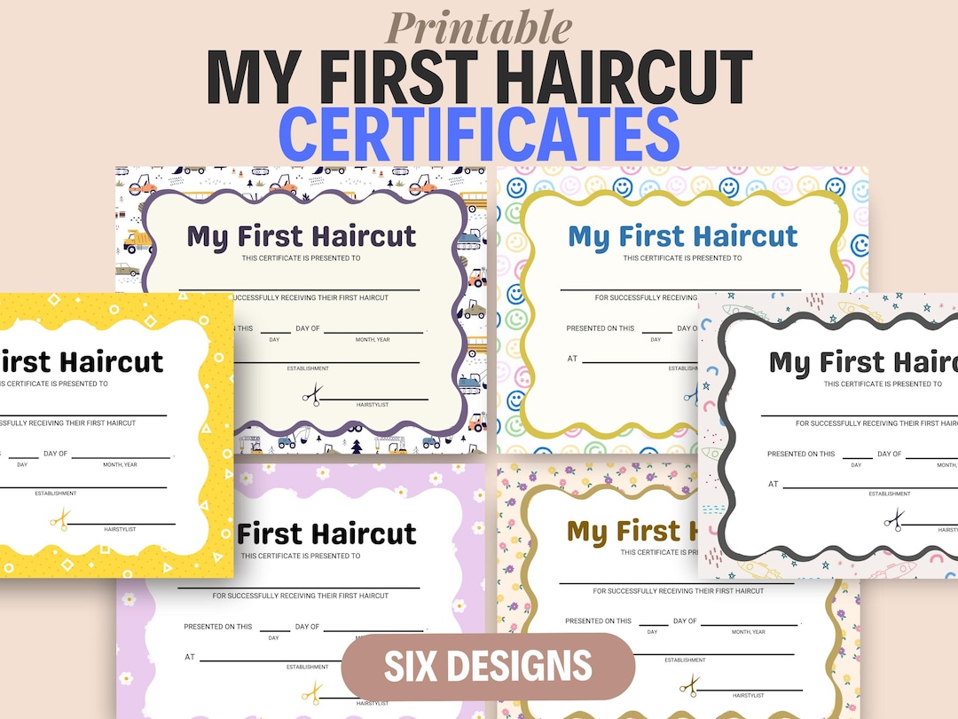 My First Haircut Certificate, Printable Salon Certificate, First ...