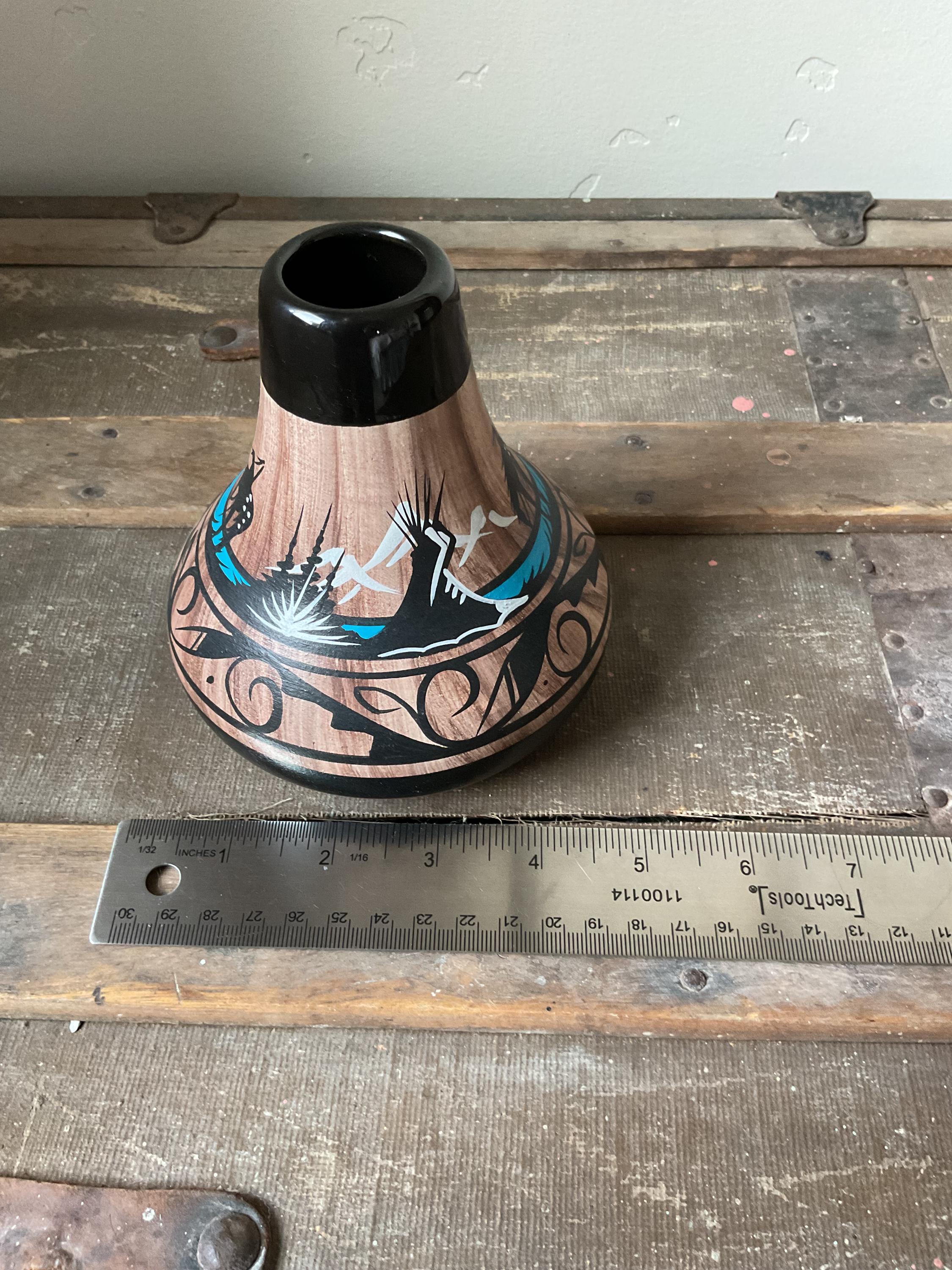 Navajo Dine Pottery Vase With Handpainted Native American Motifs and ...