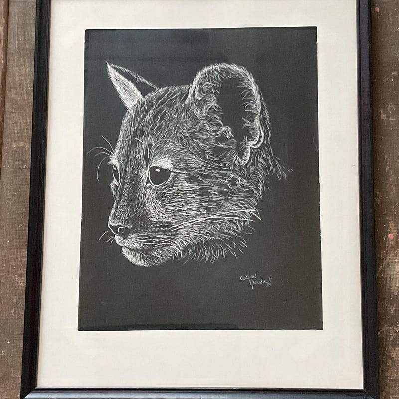 Scratchboard Animal Art - Etsy