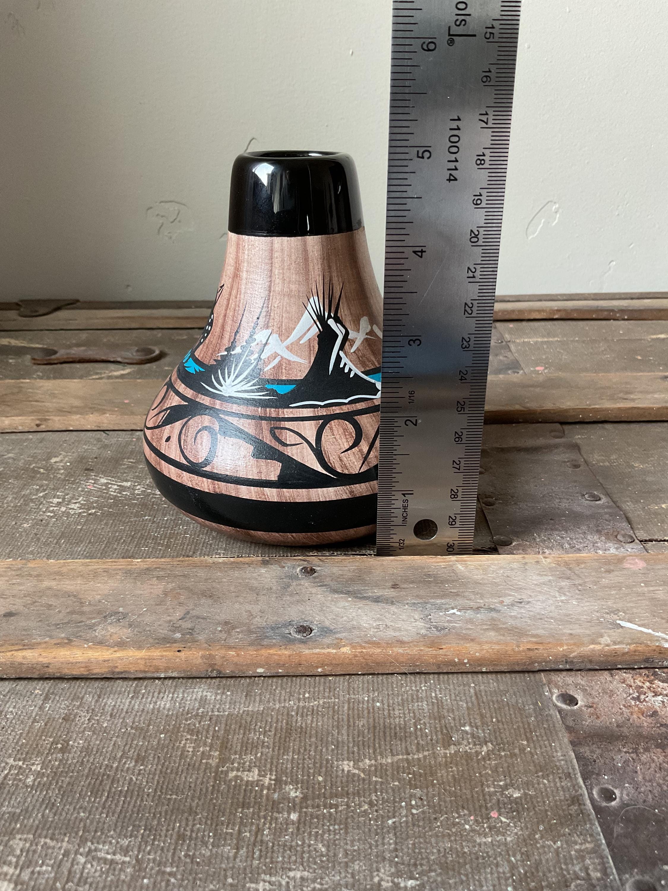 Navajo Dine Pottery Vase With Handpainted Native American Motifs and ...