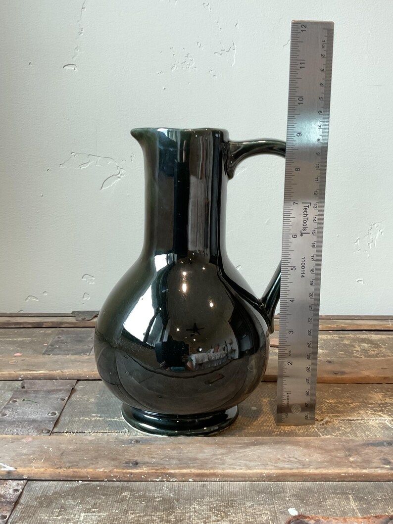 Vintage Mccoy Black Green Ceramic Pitcher - Etsy