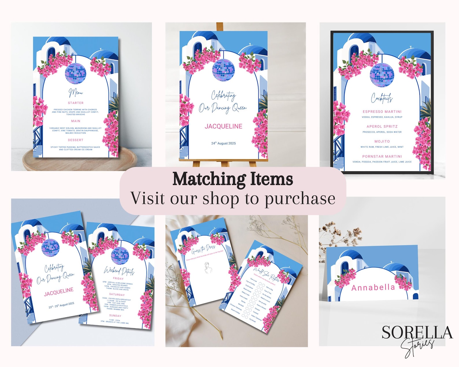 Mamma Mia Hen Do Cocktail Menu Template: Greek Bridal Party (digital ...
