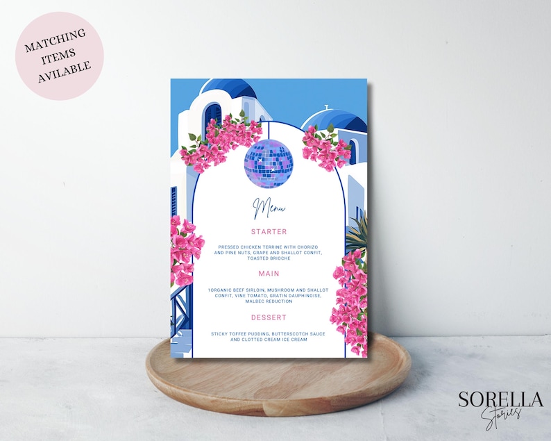 Editable Mamma Mia Hen Do Menu: Greek Bridal Template (digital Download ...
