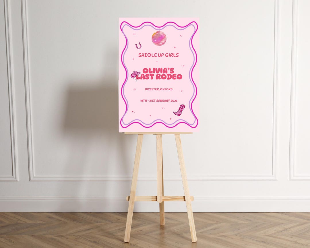 Editable Last Rodeo Hen Do A1 or A4 Welcome Sign, Custom Pink Hen Do ...