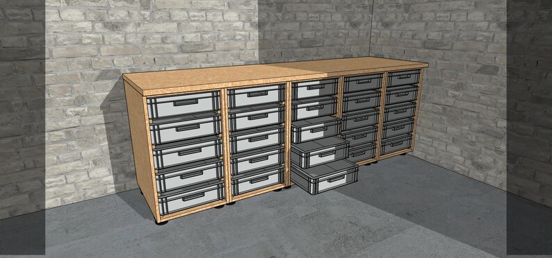 Modular Workbench Cabinet – 5 Drawer Euro Crate Storage (5 EUROBOX) - Etsy