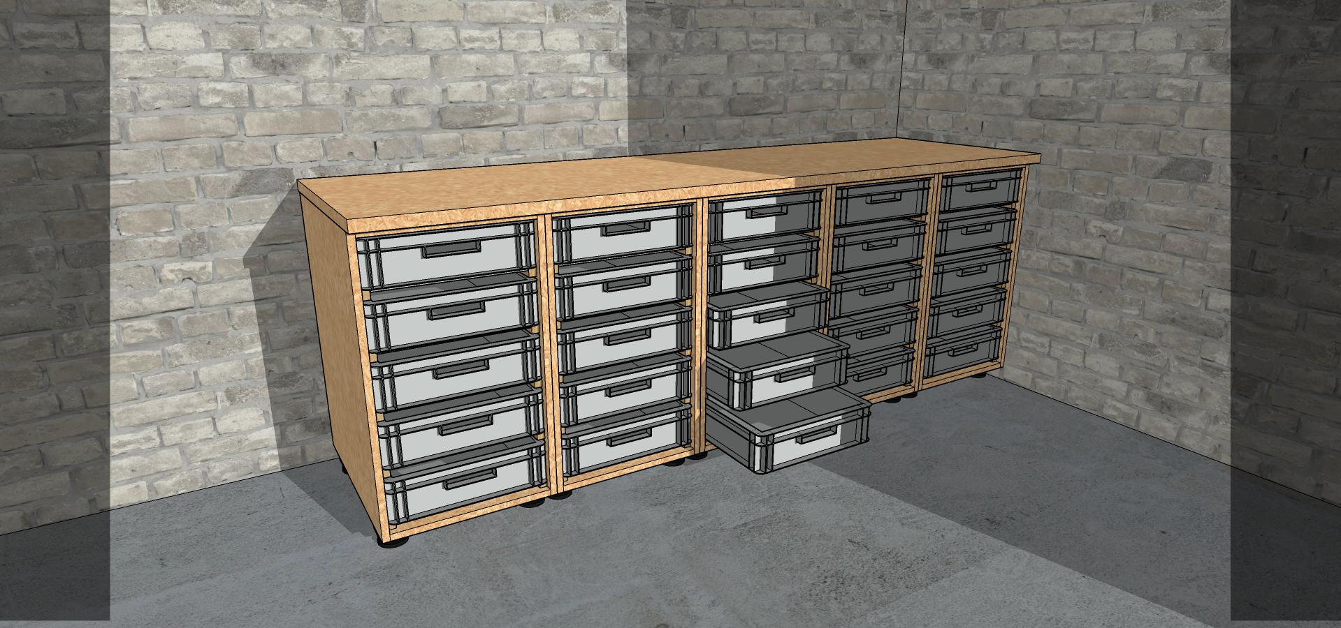 Modular Workbench Cabinet – 5 Drawer Euro Crate Storage (5 EUROBOX) - Etsy