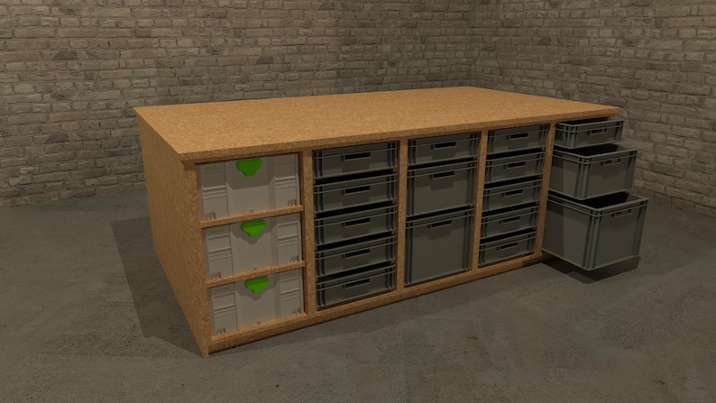 Modular Workbench Cabinet – 5 Drawer Euro Crate Storage (5 EUROBOX) - Etsy