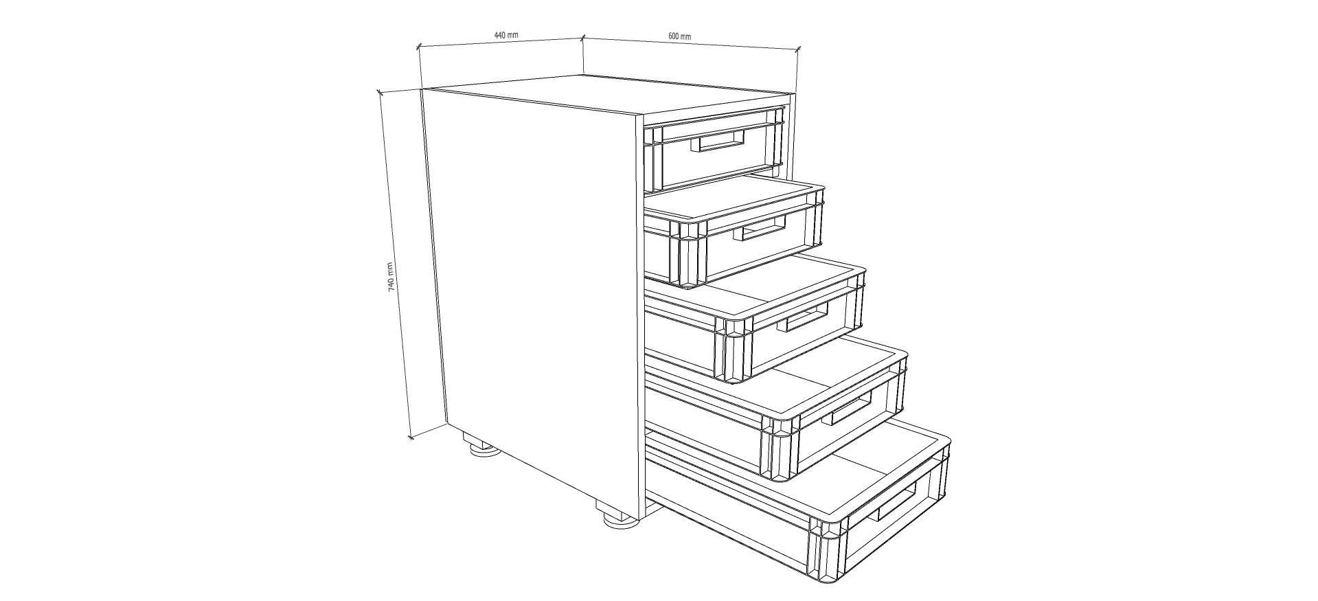 Modular Workbench Cabinet – 5 Drawer Euro Crate Storage (5 EUROBOX) - Etsy