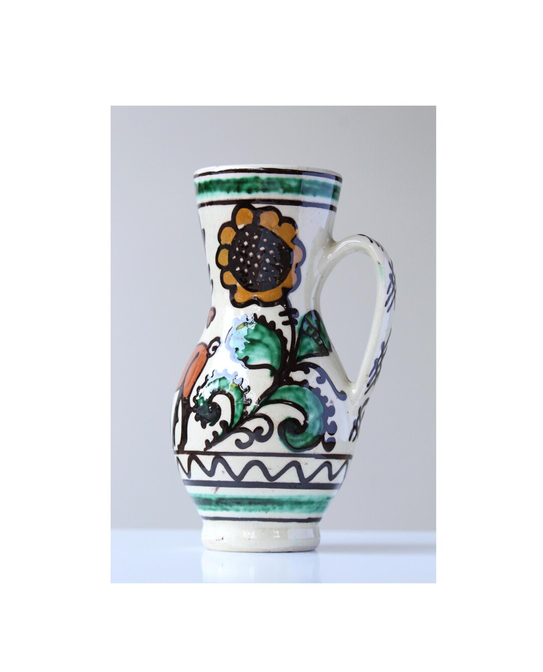 RARE FIND Stag Pattern Rustic Vintage Marked Ceramic Jug From Korond ...