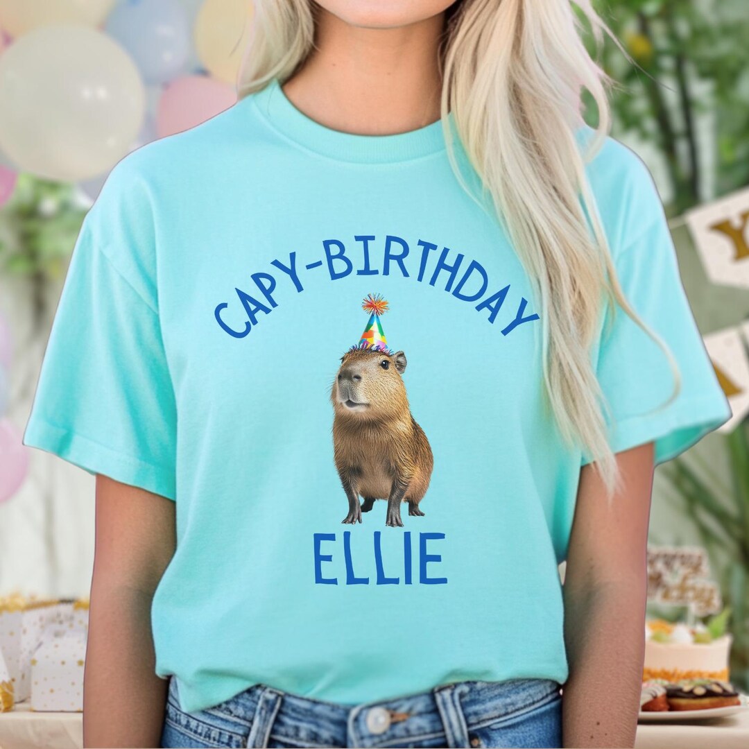 Capybara Birthday Adult T-shirt | Capy-birthday Personalized Birthday ...