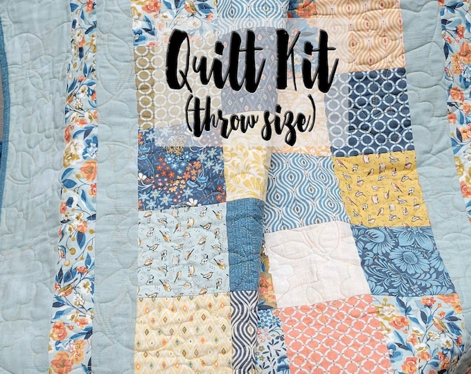 Easy Quilt Kit, Beginner Quilt Kit, Throw Quilt Kit, Patchwork Quilt Kit, Charm Pack Quilt ...