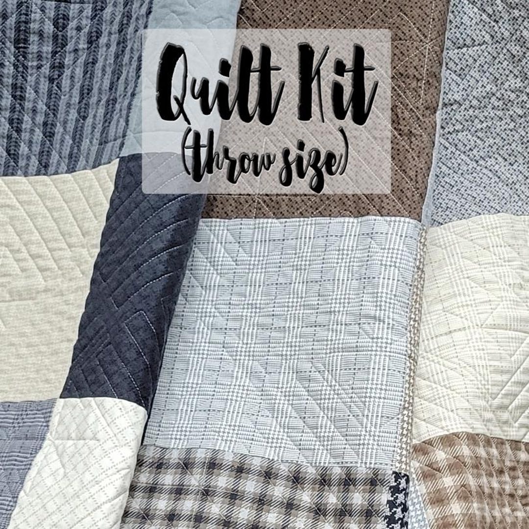 Cozy Flannel Patchwork Quilt Kit, Easy Quilt Kit, Beginner Quilt Kit ...