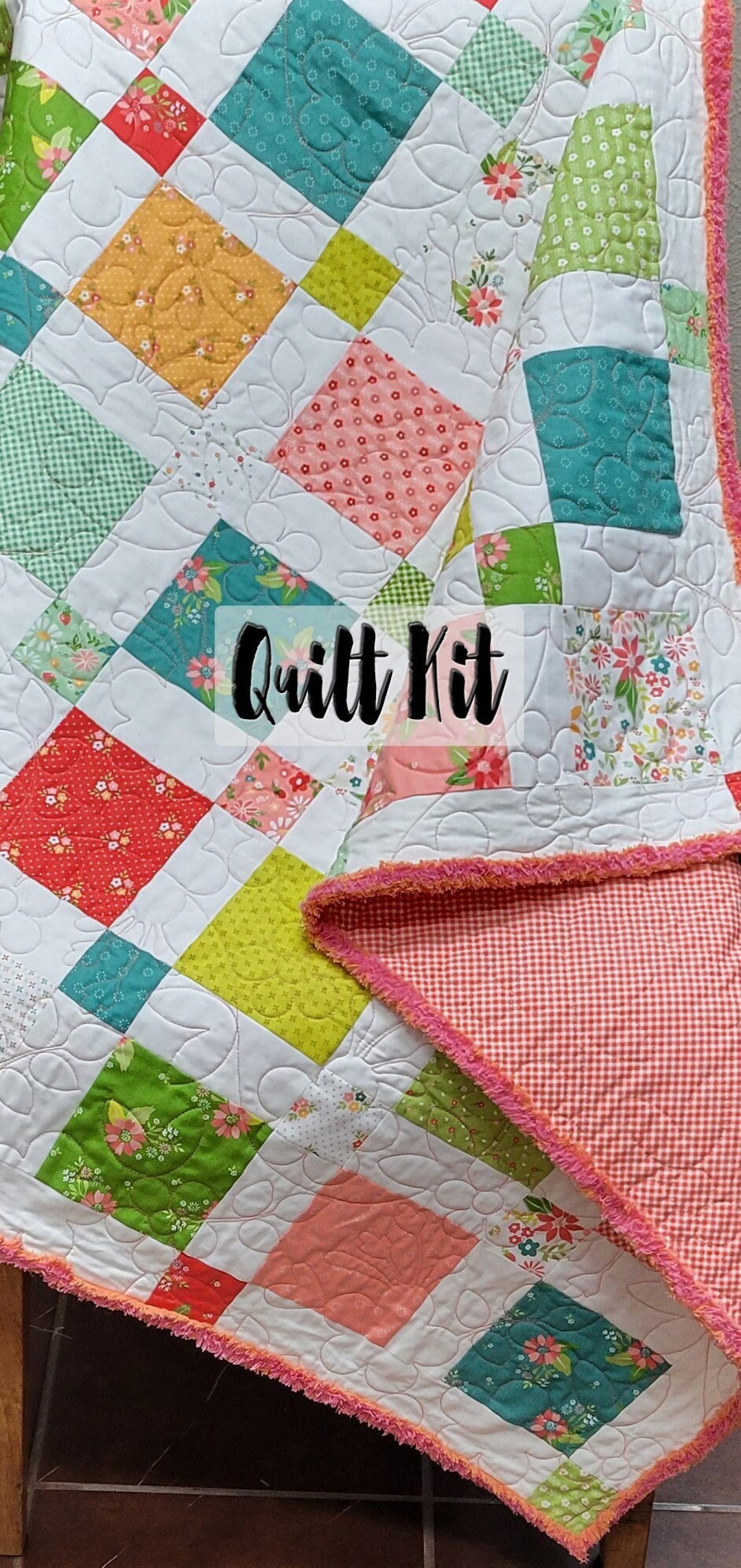 Easy Quilt Kit, Beginner Quilt Kit, Baby Girl Quilt Kit, Partially Precut Patchwork Baby Quilt ...