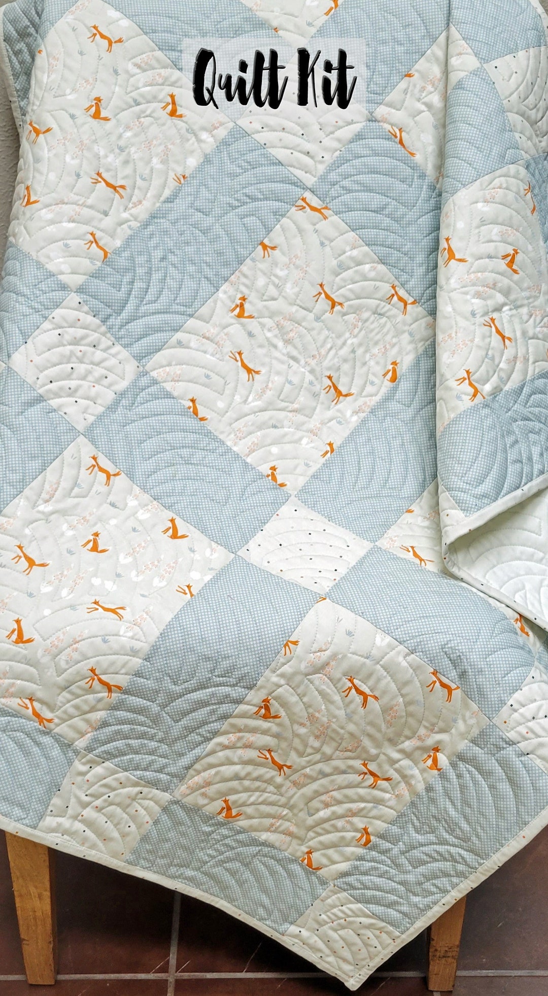 Woodland Fox Print Baby Quilt, Meander Fabrics Quilt Kit, Easy Quilt ...
