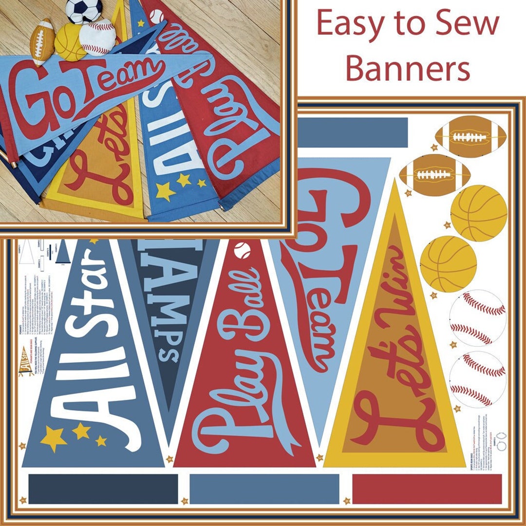 All Star Banner Panel, Moda Sewing Panel, DIY Sports Stuffed Toy, Easy ...