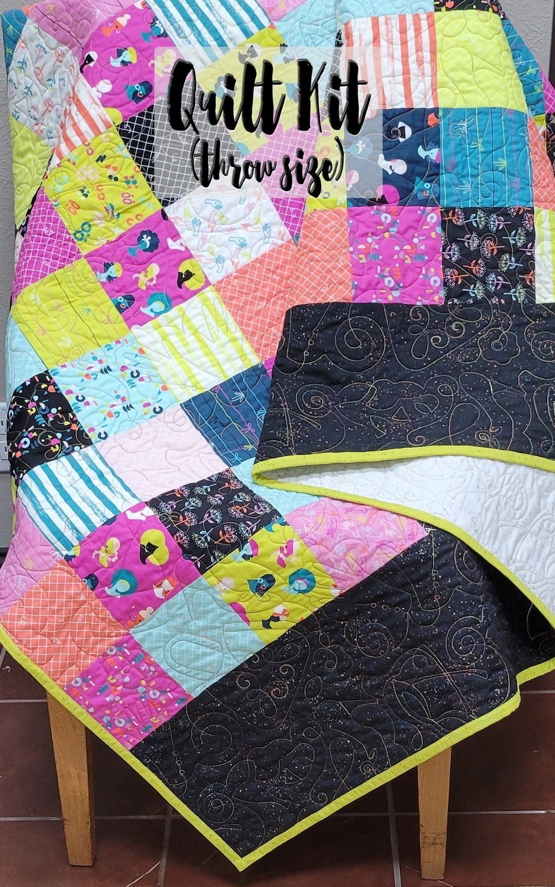 Easy Quilt Kit, Beginner Quilt Kit, Throw Quilt Kit, Charm Pack Quilt ...