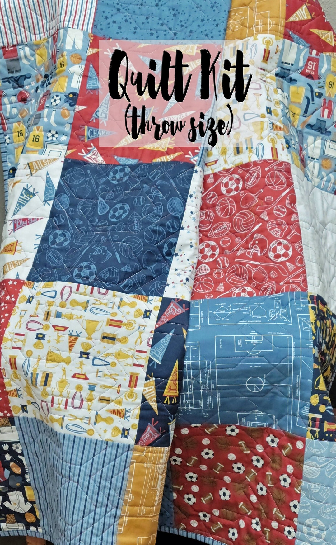 All Star Patchwork Quilt Kit, Easy Quilt Kit, Beginner Quilt Kit, Throw Size Quilt Kit, Twin ...