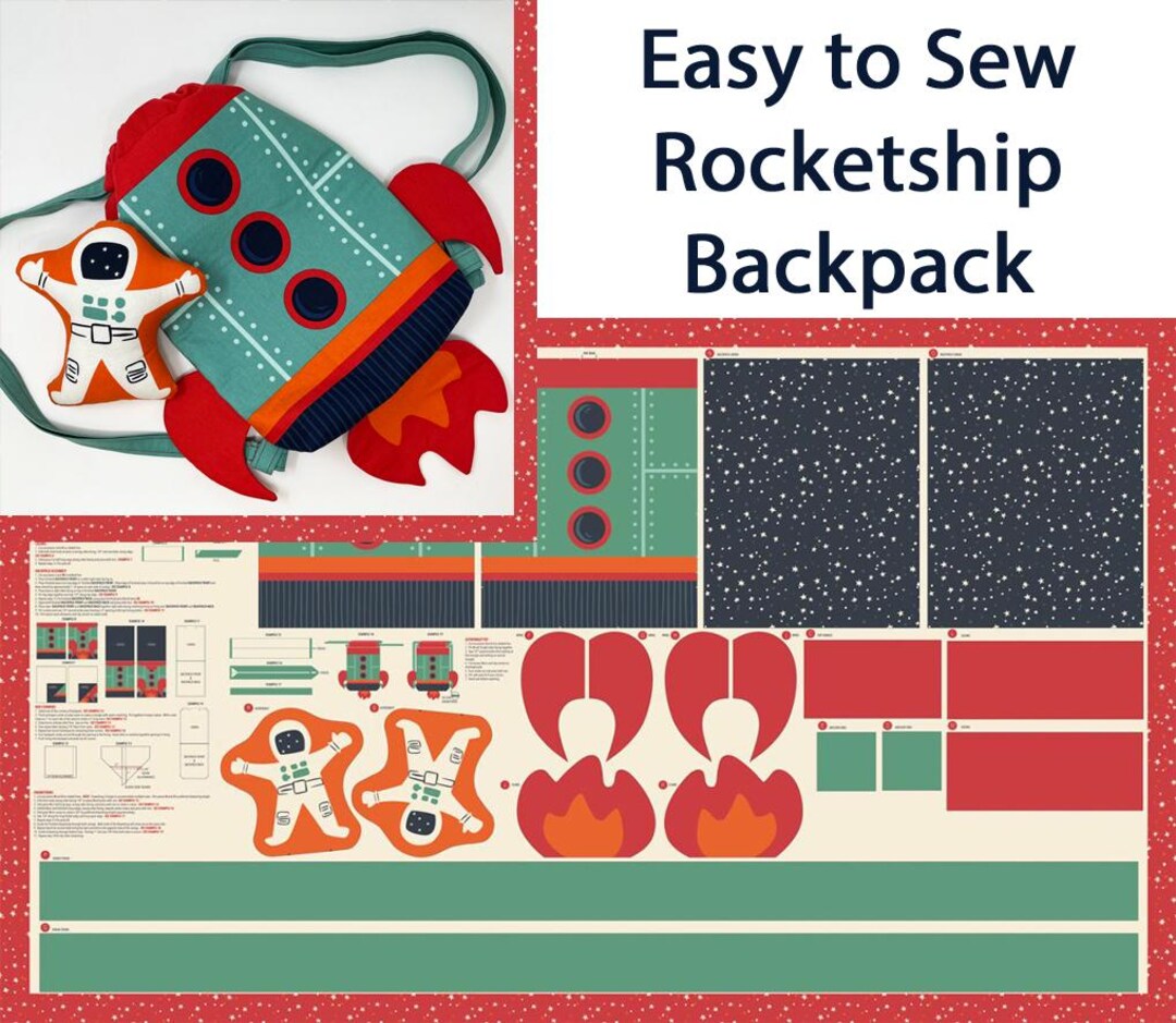 The 321 Blast off Panel, Moda Sewing Panel, DIY Astronaut Stuffie ...