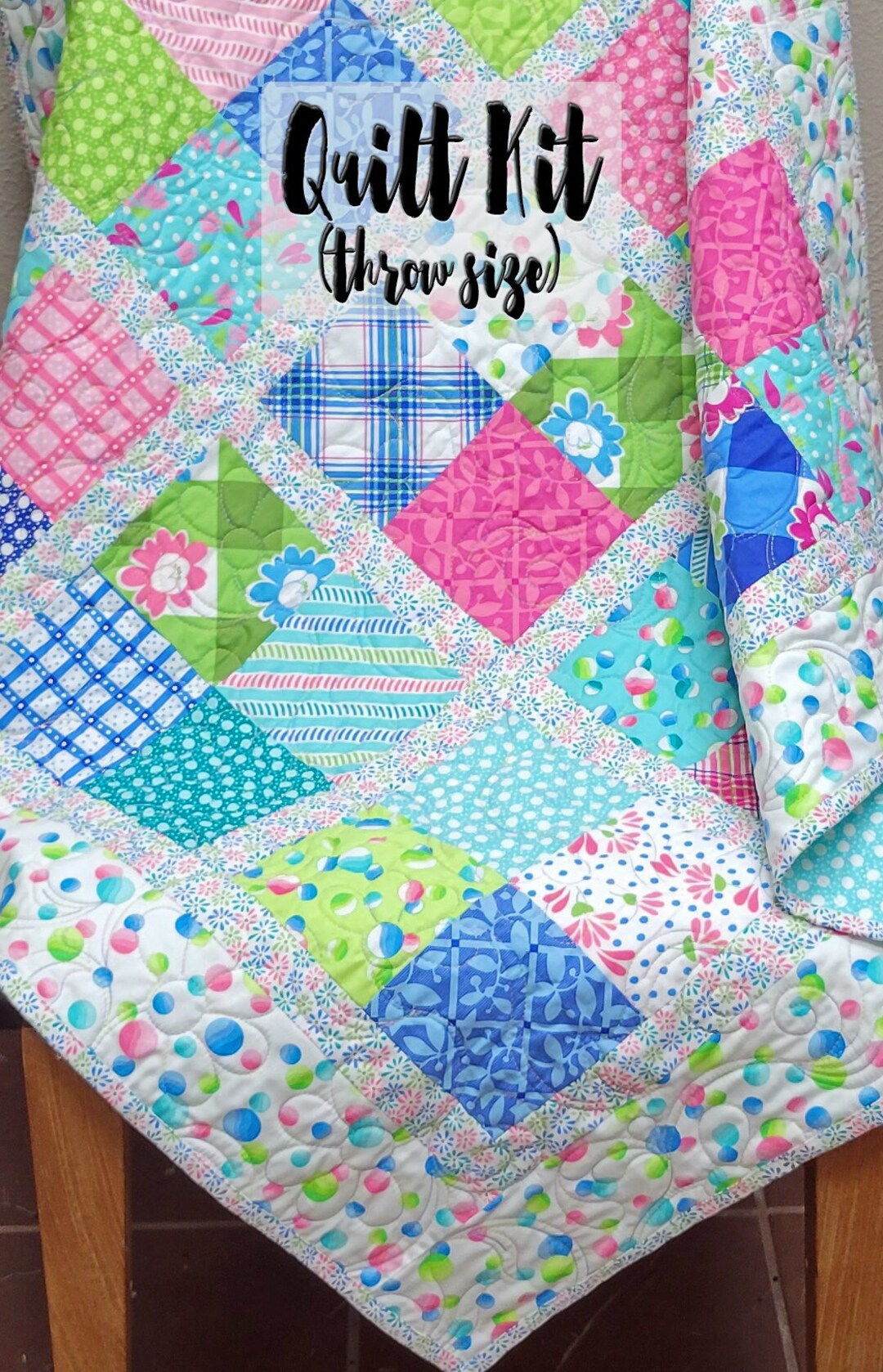 Easy Quilt Kit, Beginner Quilt Kit, Throw Quilt Kit, Patchwork Quilt ...