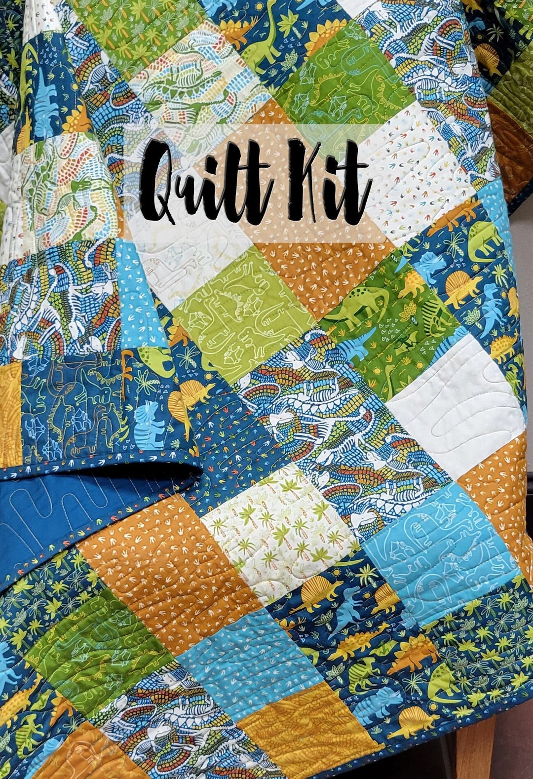 Easy Quilt Kit, Beginner Quilt Kit, Stomp Stomp Roar Fabrics, DIY ...