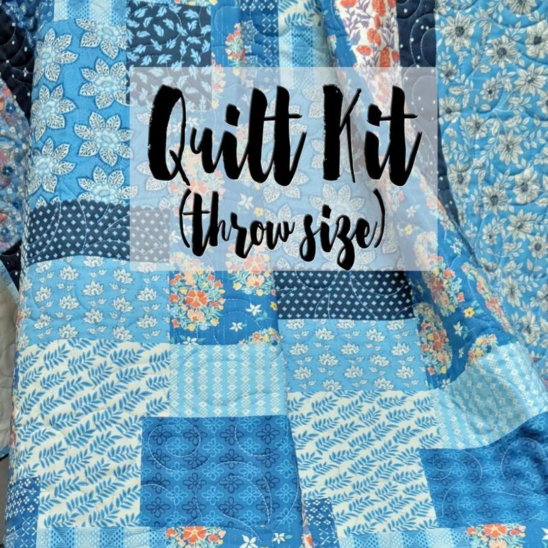 Easy Quilt Kit, Beginner Quilt Kit, Throw Quilt Kit, Patchwork Quilt Kit, Cheater Patchwork ...
