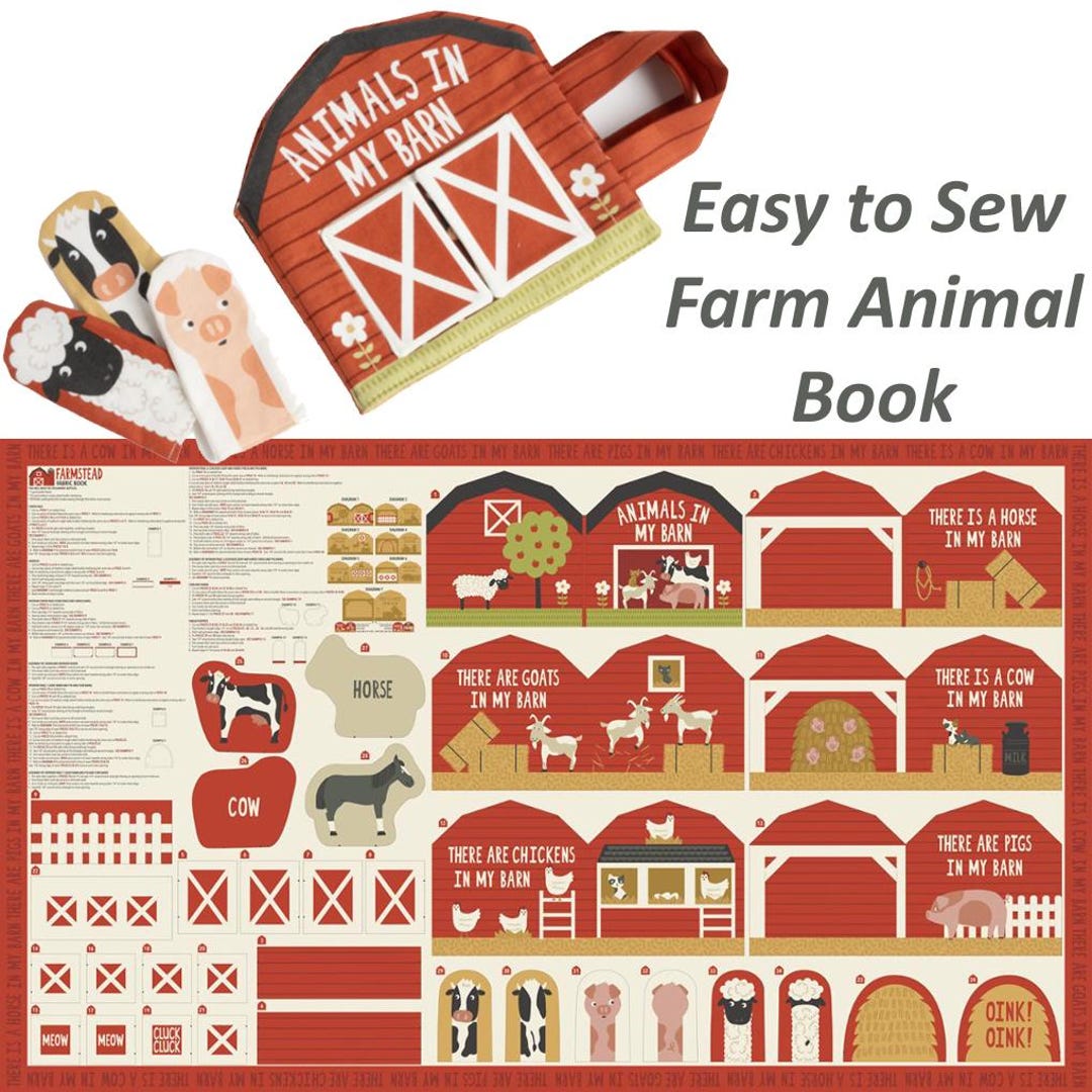 Barn Animals Activity Book Panel, Moda Book Panel, Farmstead Book Panel ...