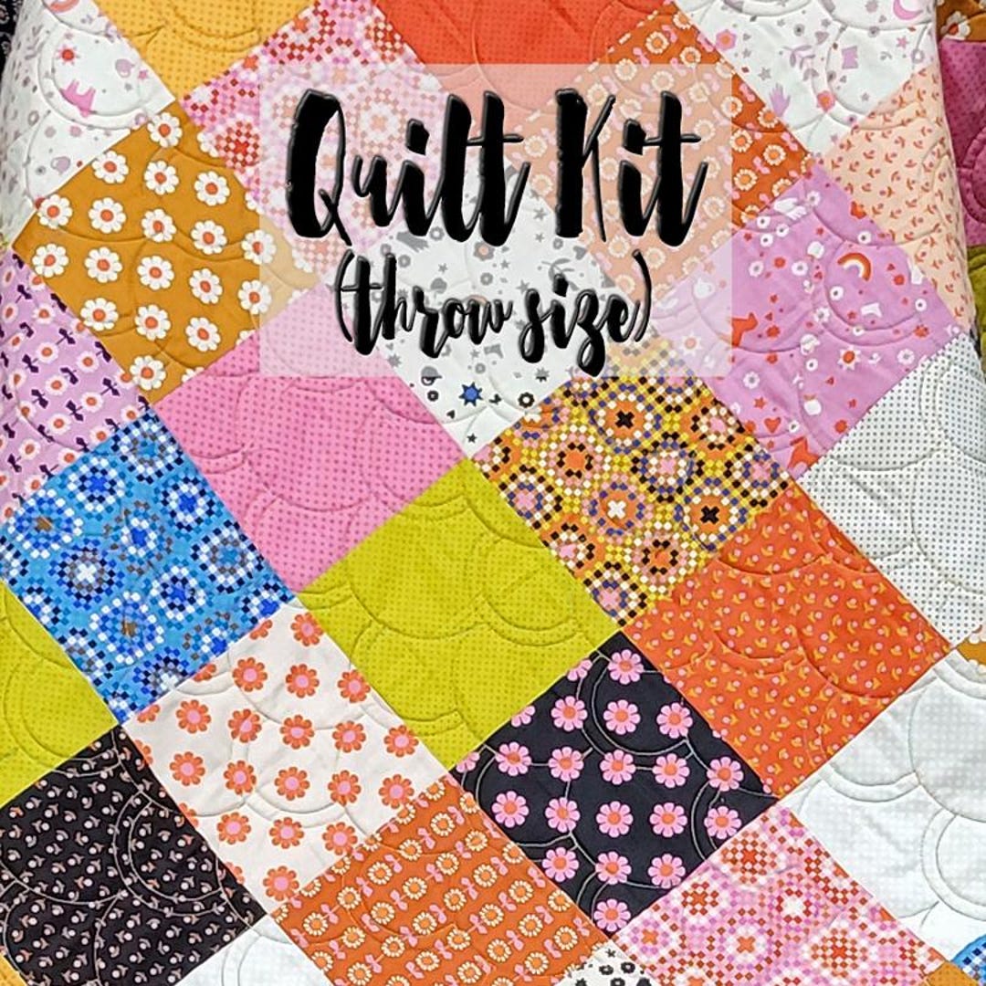 Easy Beginner Quilt Kit, Throw Quilt Kit, Patchwork Quilt Kit, Charm ...