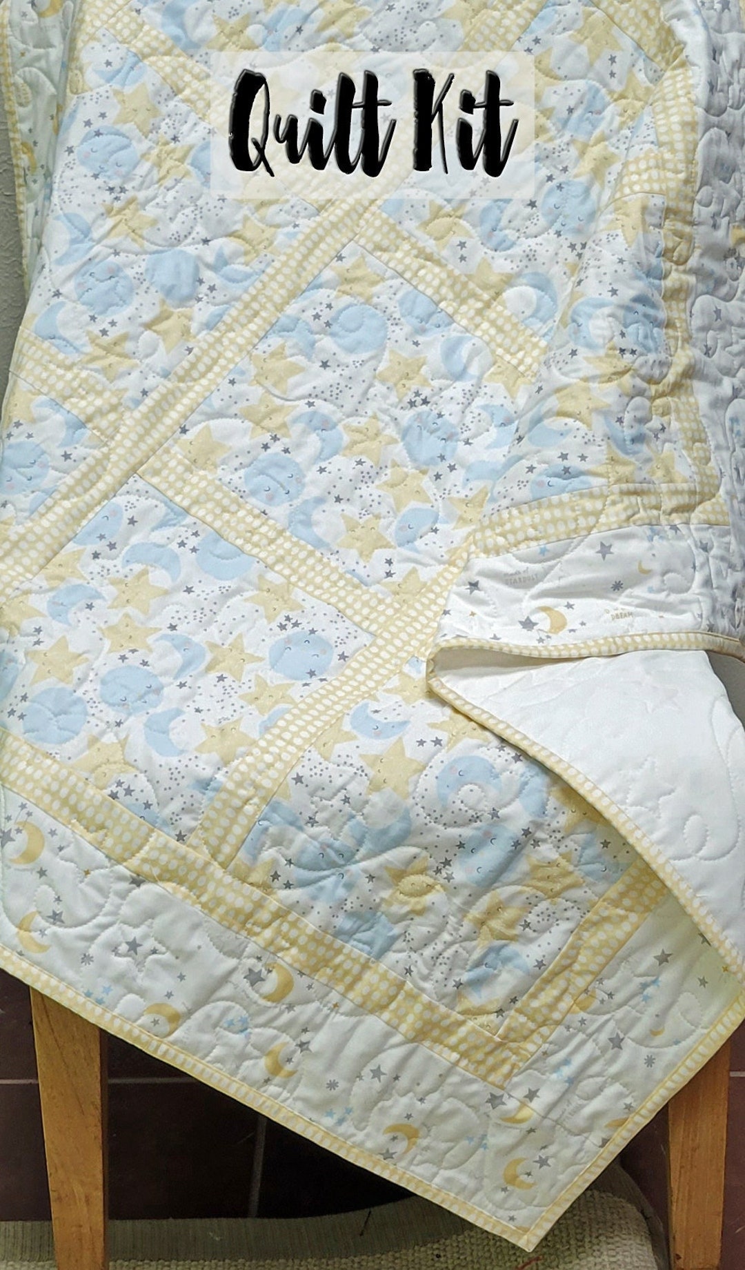 Baby Quilt Kit, Easy Quilt Kit, Beginner Quilt Kit, DIY Stars and Moon ...