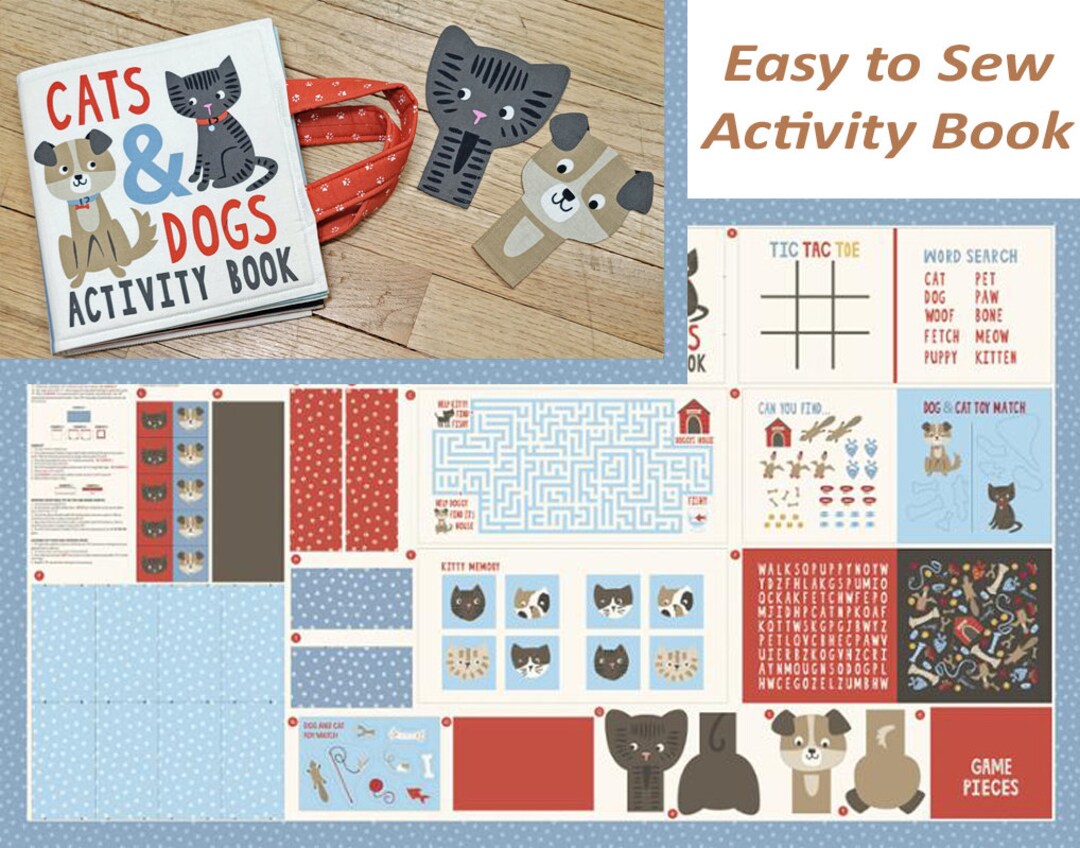 Dog Daze Activity Book Panel, Moda Book Panel, Dog & Cat Game Book ...