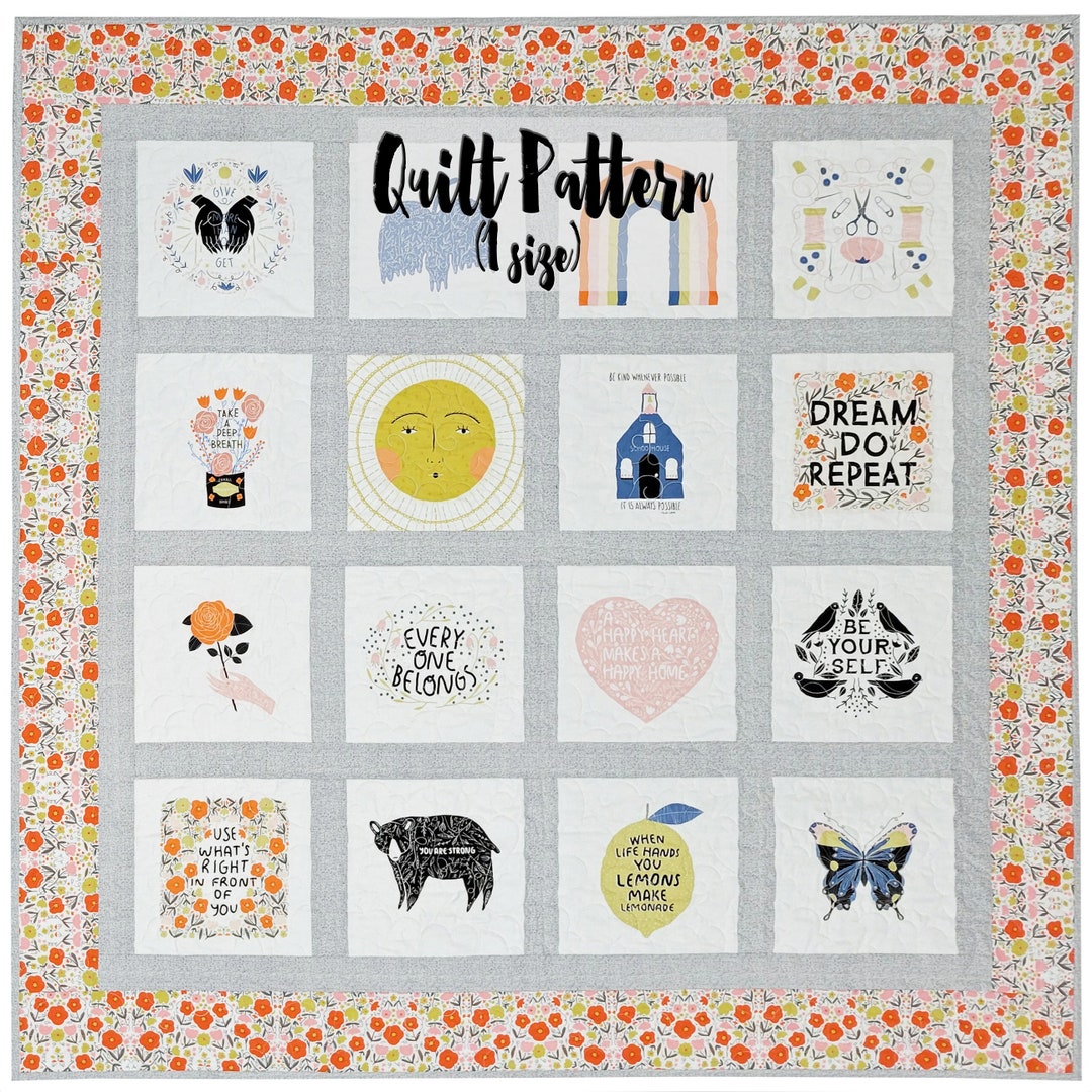 Digital Panel Quilt Pattern, Easy Beginner Quilt Pattern, Throw Quilt ...