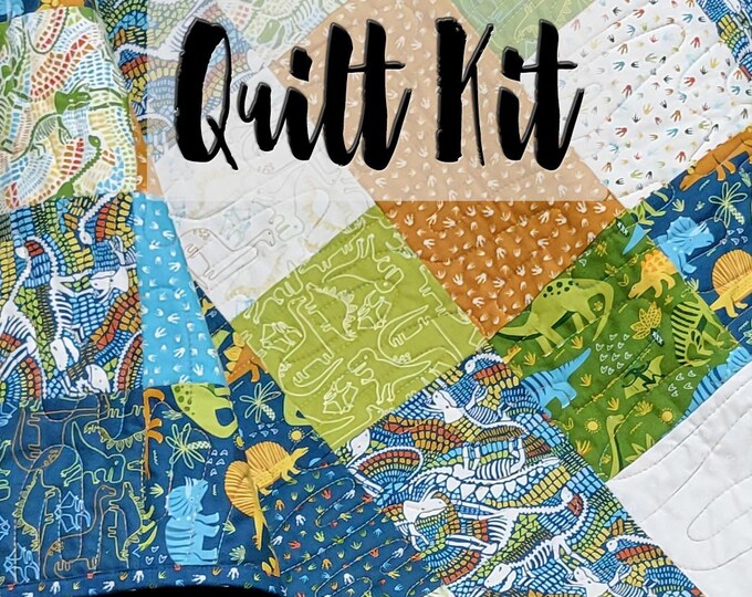 Easy Quilt Kit, Beginner Quilt Kit, Stomp Stomp Roar Fabrics, DIY ...