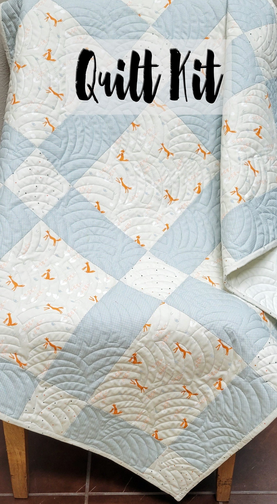 Woodland Fox Print Baby Quilt Meander Quilt Kit Easy Quilt - Etsy