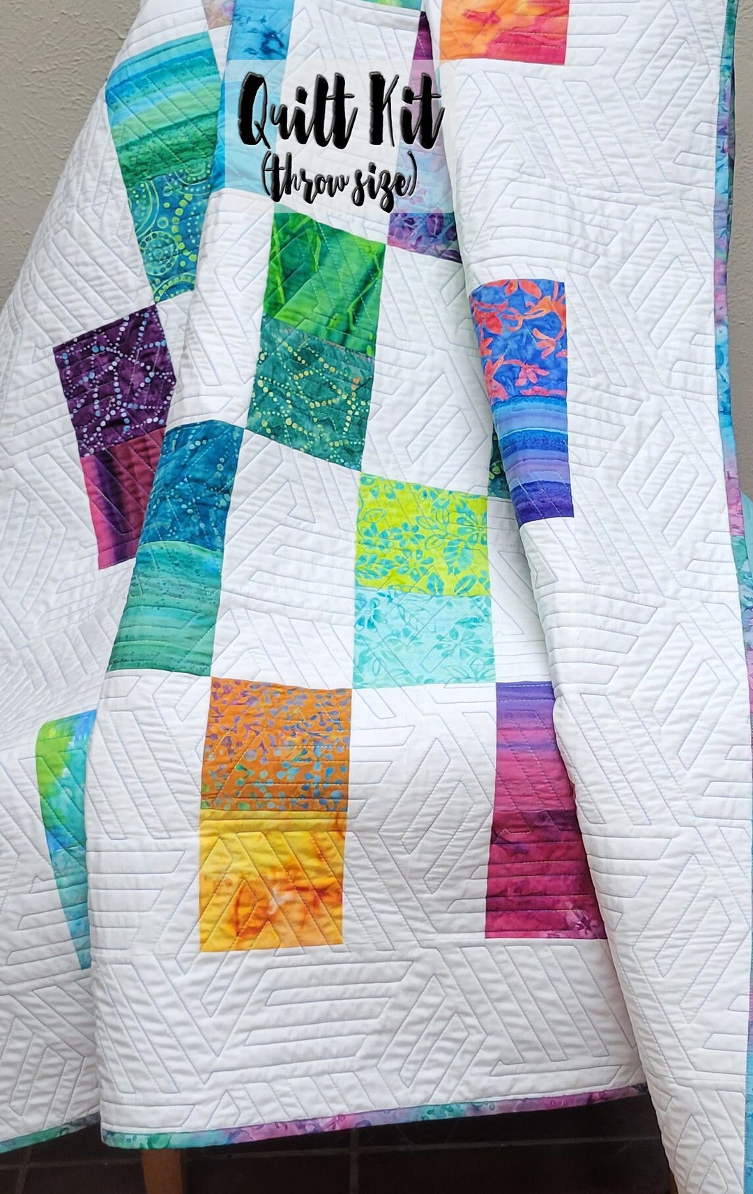 Easy Quilt Kit, Beginner Quilt Kit, Throw Quilt Kit, Patchwork Quilt Kit, Charm Pack Quilt ...