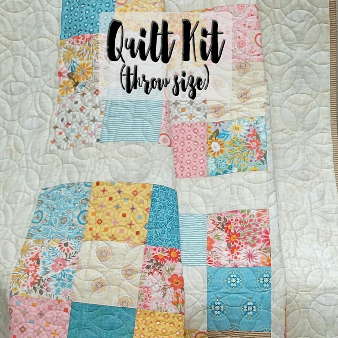 Easy Quilt Kit, Beginner Quilt Kit, Throw Quilt Kit, Bordered Charm ...