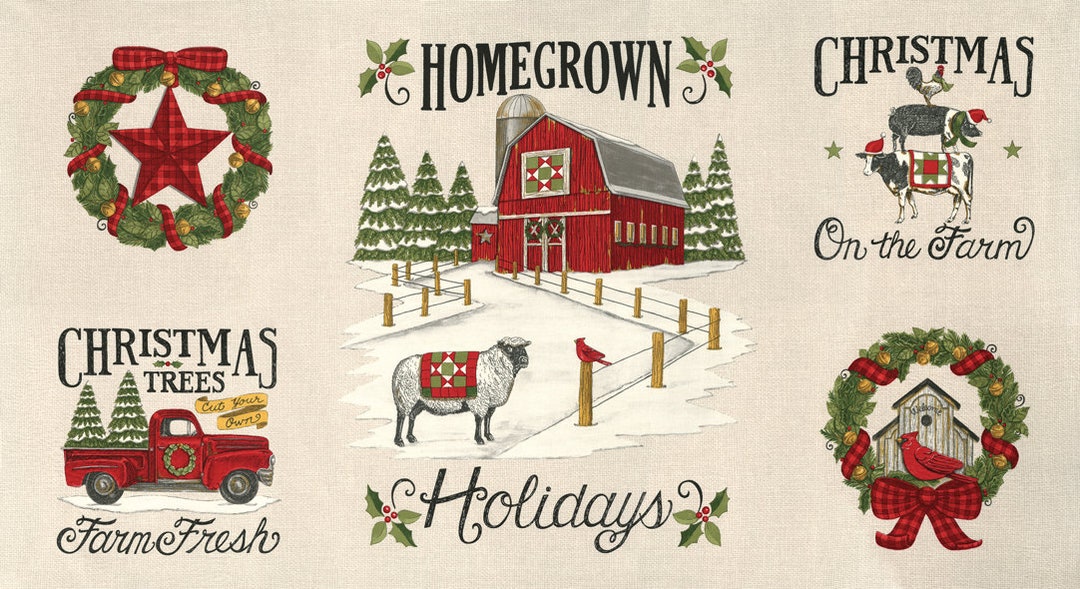 Moda Quilt Panel, Outdoor Christmas Print Panel, Holiday Sayings Panel ...