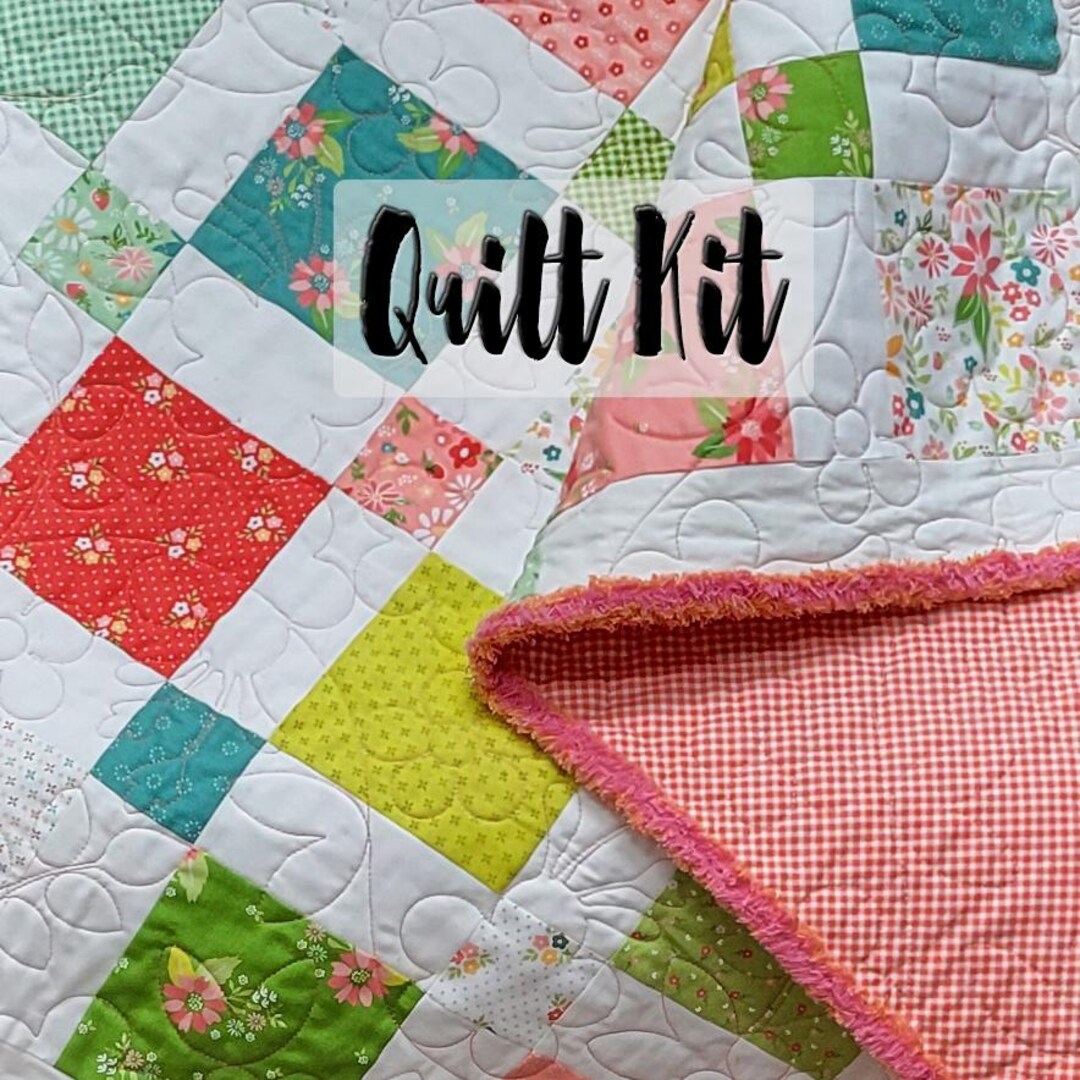 Easy Quilt Kit, Beginner Quilt Kit, Baby Girl Quilt Kit, Partially ...