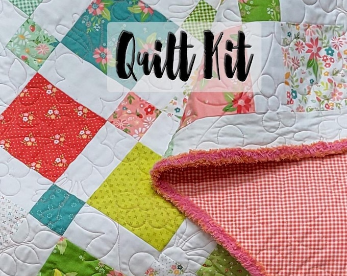 Easy Quilt Kit, Beginner Quilt Kit, Baby Girl Quilt Kit, Partially ...
