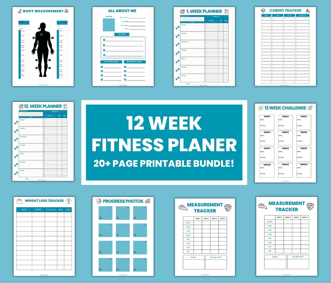 12 Week Fitness Planner Printable - My Fitness Planner | A4 PDF for ...