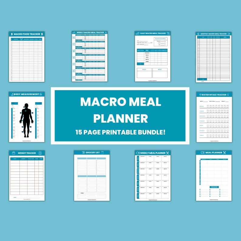Printable Macro Meal Planner Template – Weekly Meal and Fitness Tracker | A4 A5 PDF Gym Meal ...
