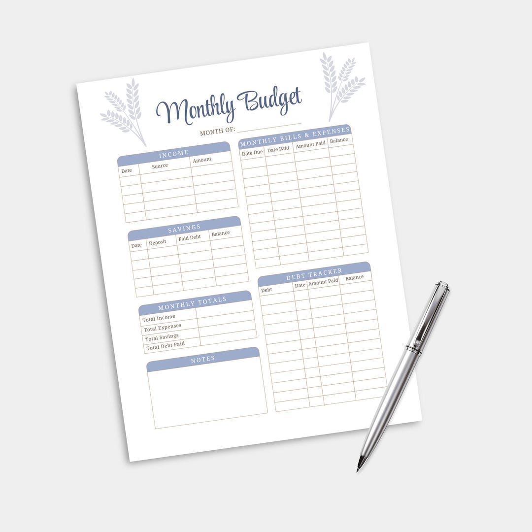 Printable Monthly Budget Planner, Income and Expenses Tracker, Bill ...