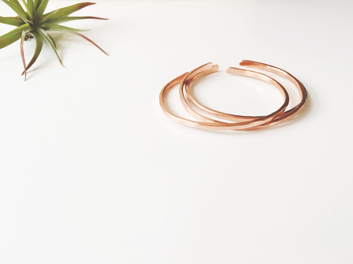 Minimalist Copper Stacker Stacking Bracelet Rose Gold | Etsy