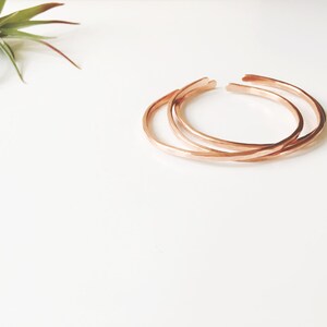 Minimalist Copper Stacker | Stacking Bracelet | Rose Gold Hammered Cuff ...