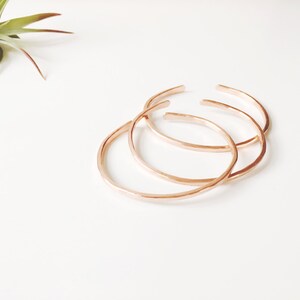 Minimalist Copper Stacker | Stacking Bracelet | Rose Gold Hammered Cuff ...