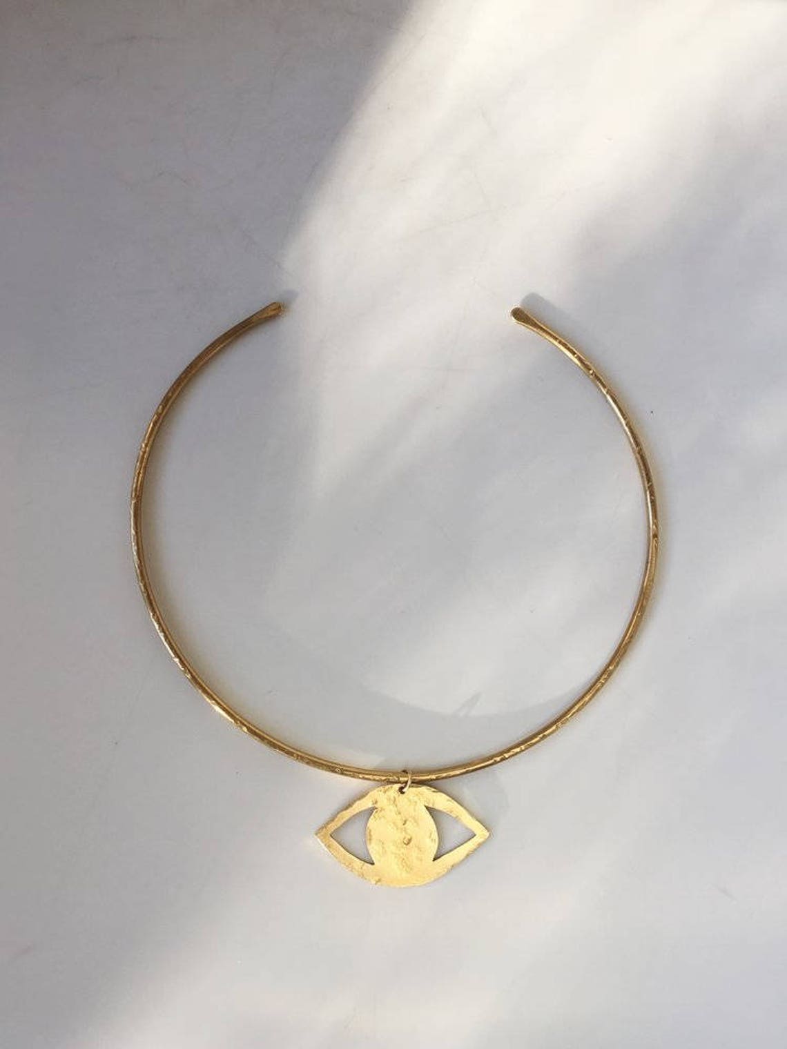 EVIL EYE Collar Brass Neck Cuff Choker Necklace | Etsy